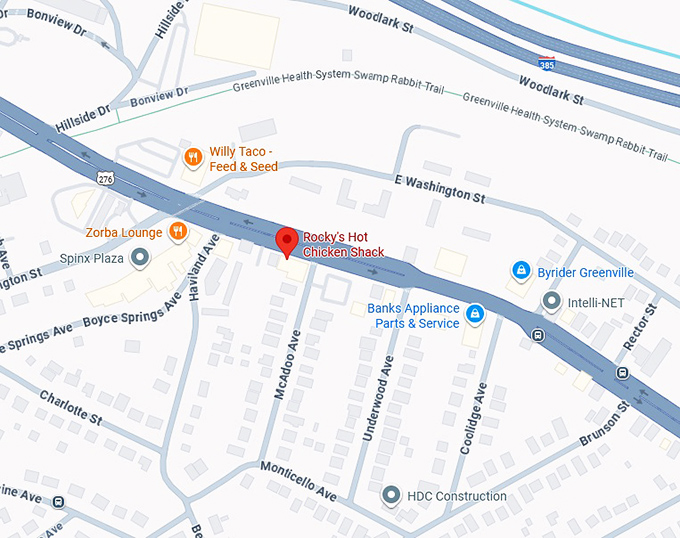 16. rocky's hot chicken shack map