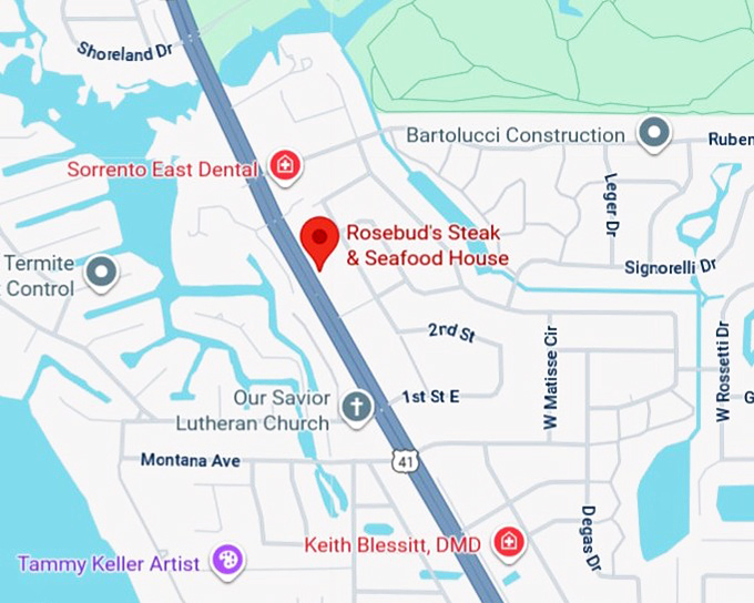16. rosebud's steak & seafood house map