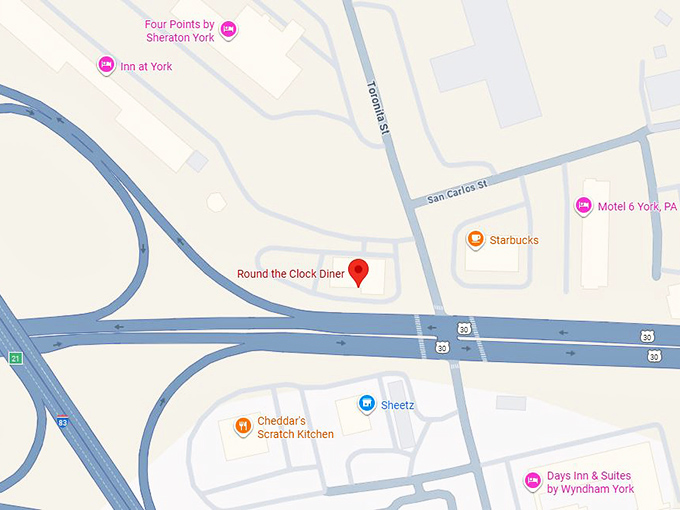 round the clock diner map