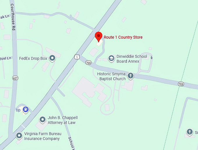16. route 1 country store map