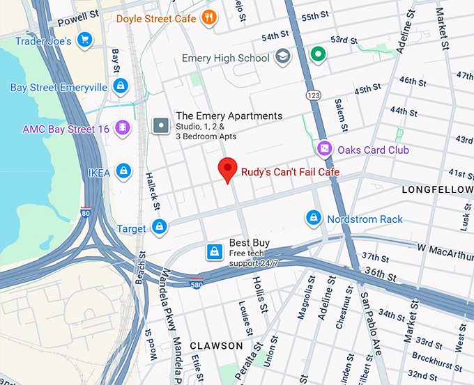 16. rudy's can't fail cafe map