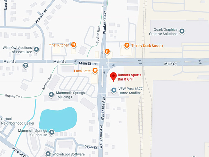 16. rumors sports bar & grill map