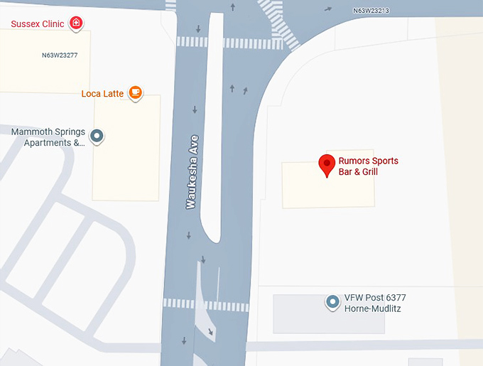 16. rumors sports bar & grill map