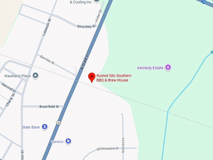 16. rusted silo southern bbq & brew house map