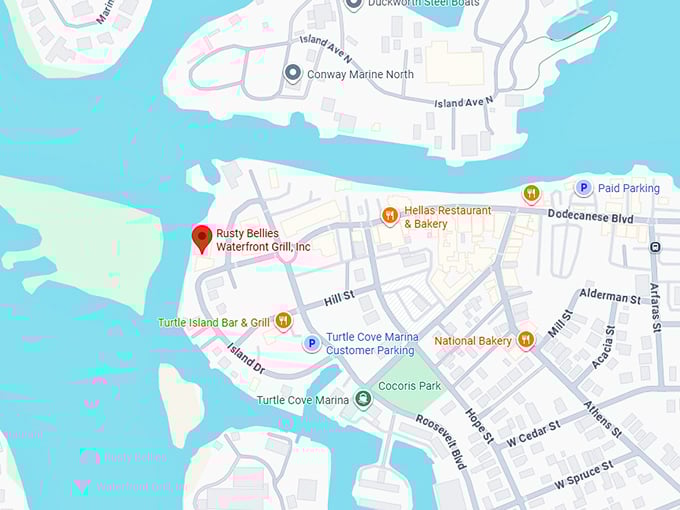 16. rusty bellies waterfront grill, inc. map