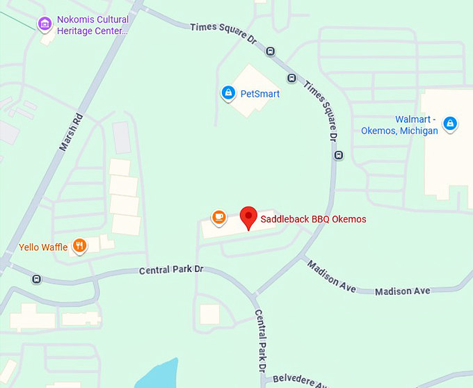 saddleback bbq okemos map