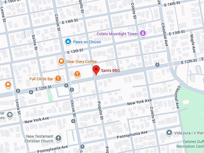 sam&rsquo;s bar b que map