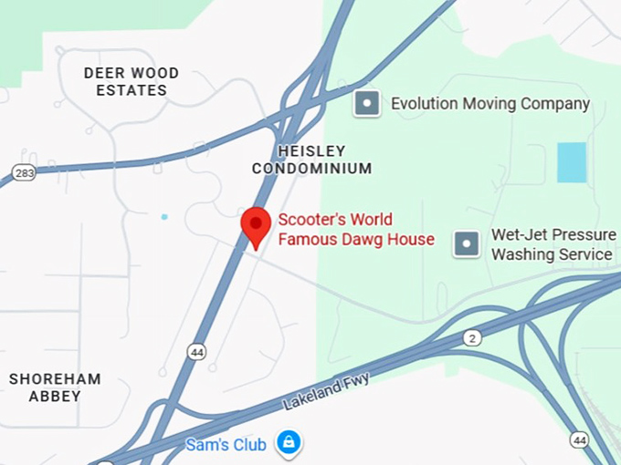 16. scooter's world famous dawg house map