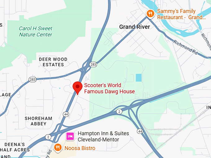 16. scooter’s world famous dawg house map