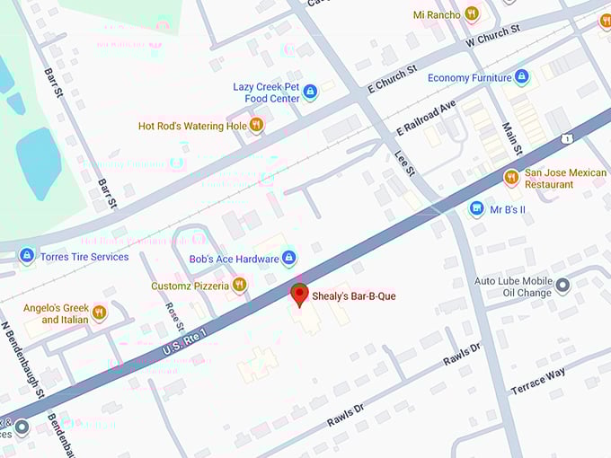 16. shealy's bar b que map