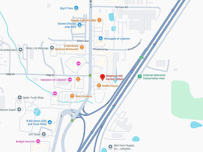 16. shepherd hills factory outlets map