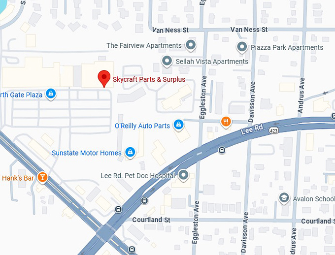 16. skycraft parts & surplus map