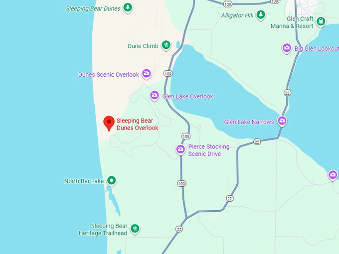16. sleeping bear dunes overlook map