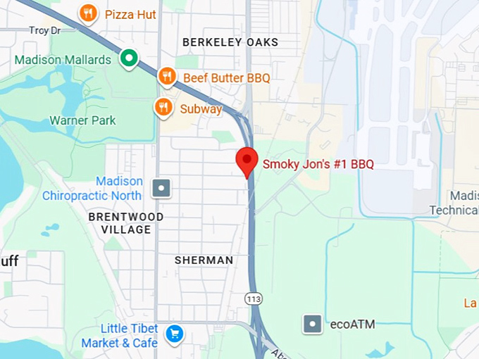 16. smoky jon's #1 bbq map