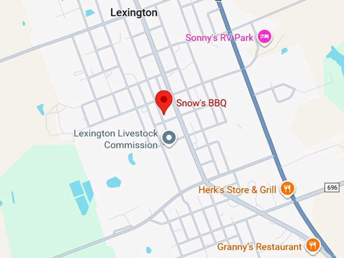 16. snow's bbq map