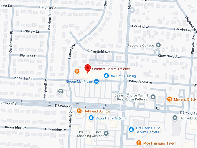 16. southern charm antiques map