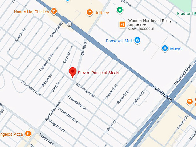 16. steve's prince of steaks map