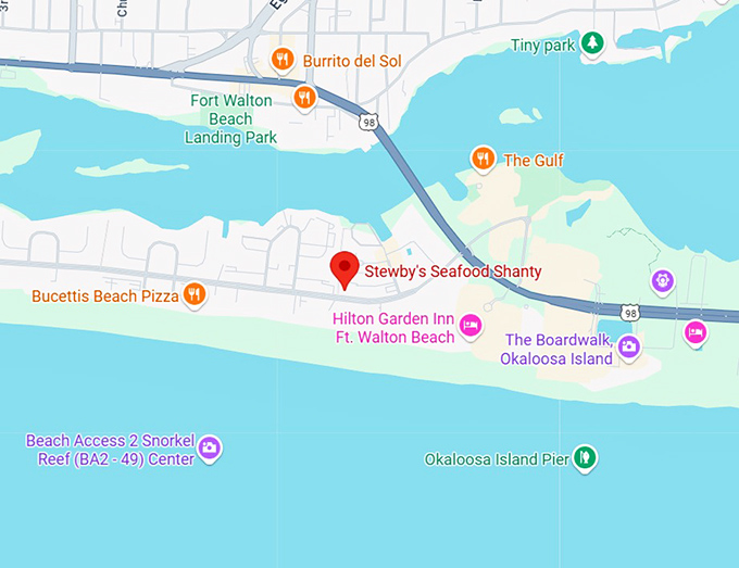 16. stewby&rsquo;s seafood shanty (235 santa rosa blvd) map