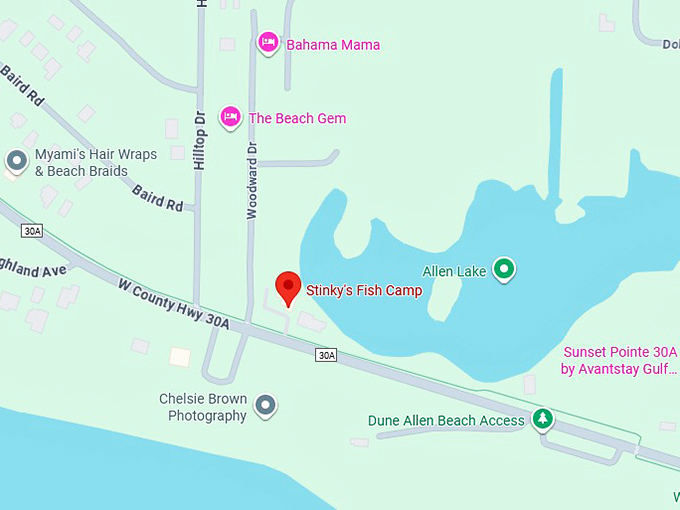 16. stinky's fish camp map