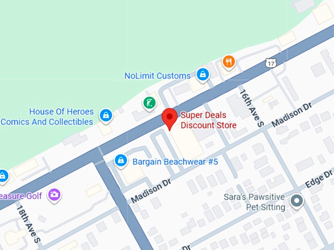 16. super deals discount store map