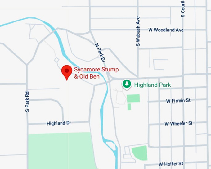 sycamore stump & old ben map