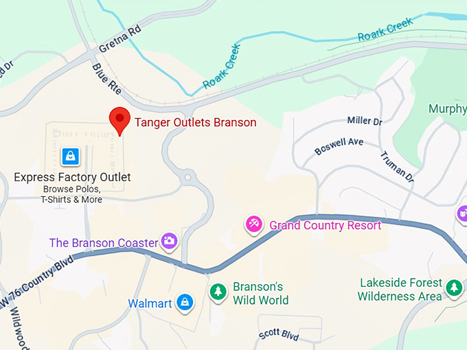 16. tanger outlets branson map
