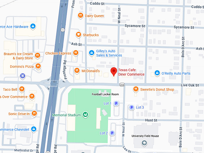 16. texas cafe diner commerce map