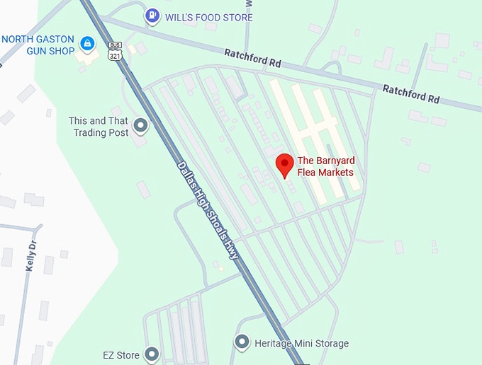 the barnyard flea markets map