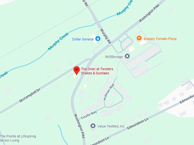 16. the diner at twisters shakes & sundaes map