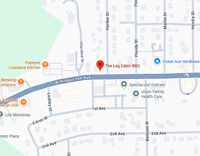 16. the log cabin bbq map