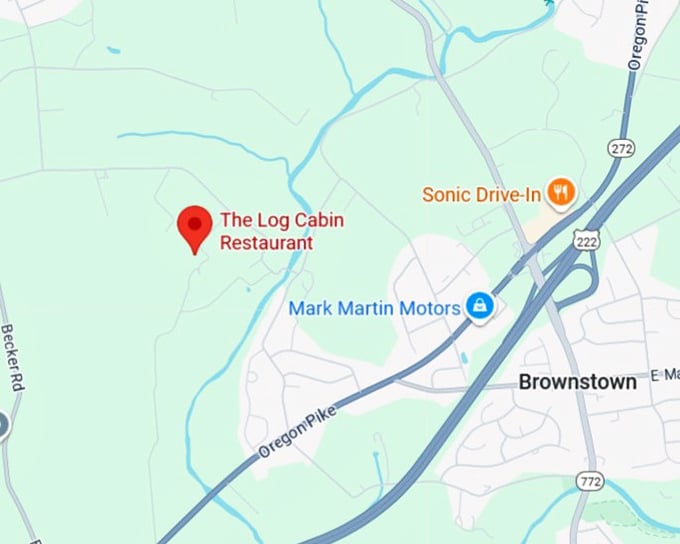 the log cabin restaurant map