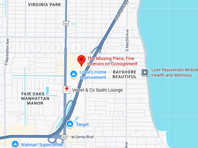 16. the missing piece, fine interiors on consignment map