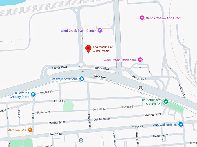 16. the outlets at wind creek bethlehem map