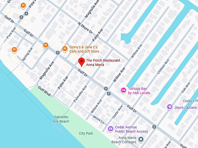 16. the porch restaurant anna maria map