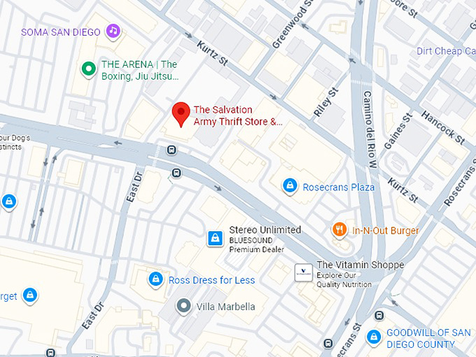 16. the salvation army thrift store & donation center (3240 sports arena blvd) map