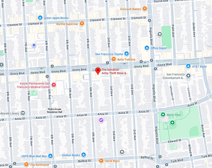 16. the salvation army thrift store & donation center (3921 geary blvd) map