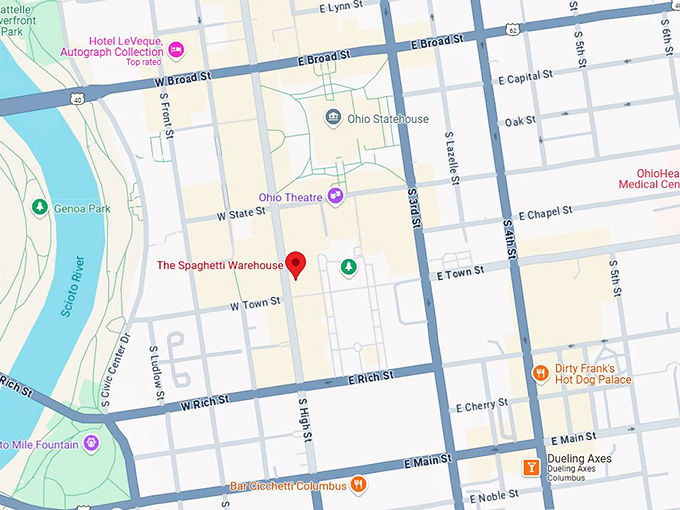 16. the spaghetti warehouse map
