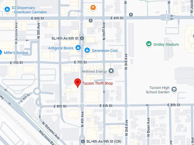 16. the tucson thrift shop map