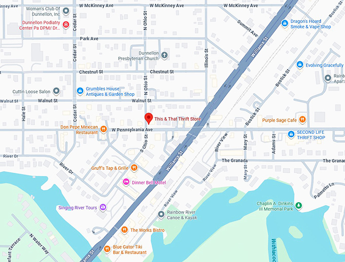 16. this & that thrift store map