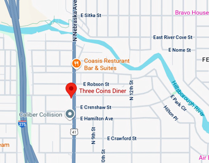 16. three coins diner map