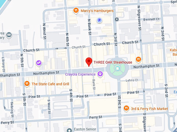 16. three oak steakhouse map
