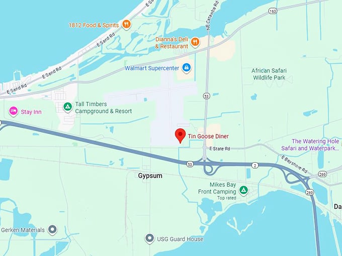 16. tin goose diner map