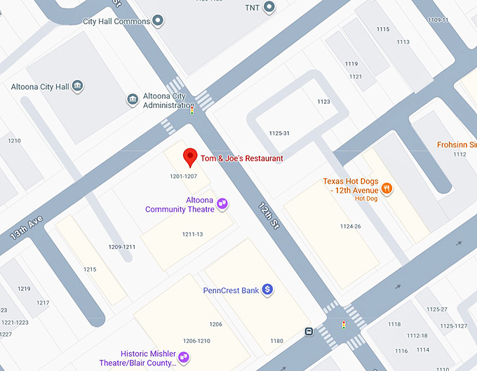 16. tom & joe's restaurant map