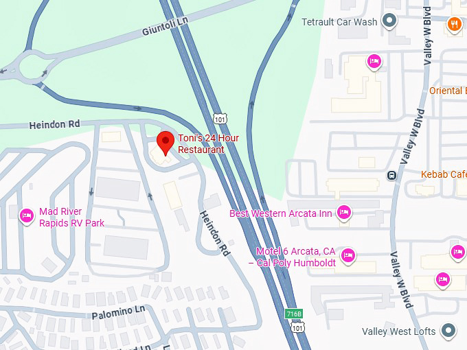 16. toni's 24 hour restaurant map