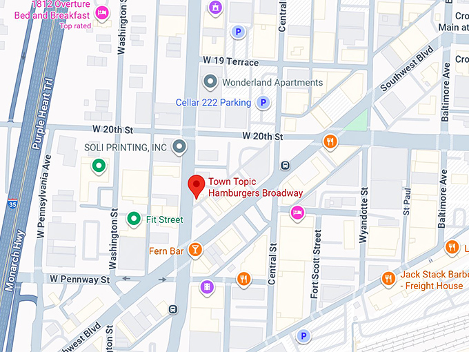 16. town topic hamburgers broadway map