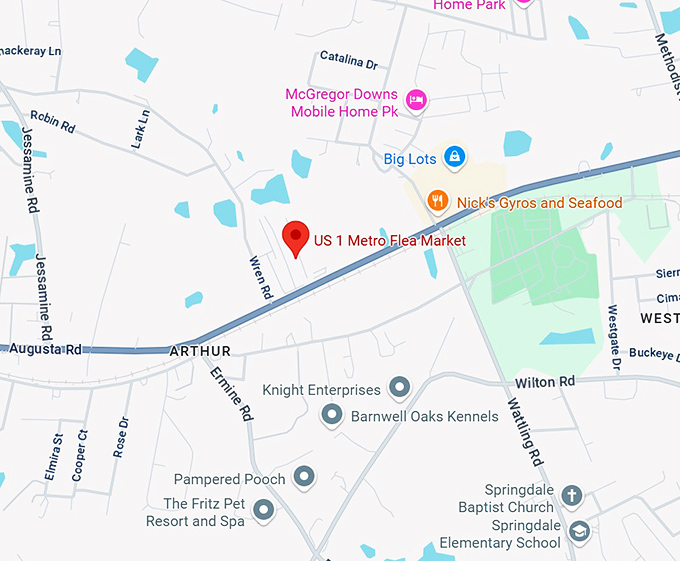 us 1 metro flea market map