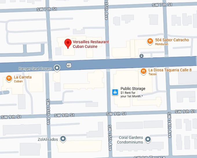 16. versailles restaurant cuban cuisine map