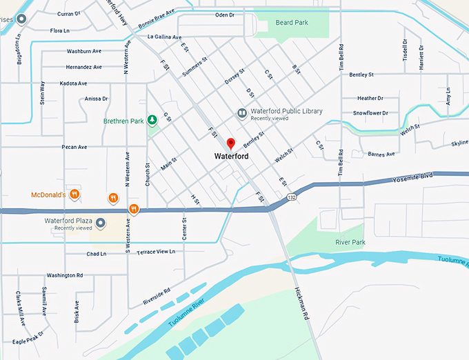 16. waterford, california map