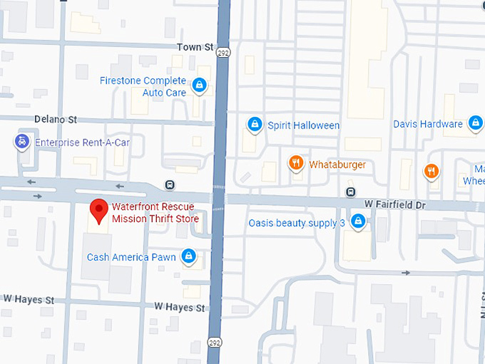 16. waterfront rescue mission thrift store (2125 w fairfield dr) map