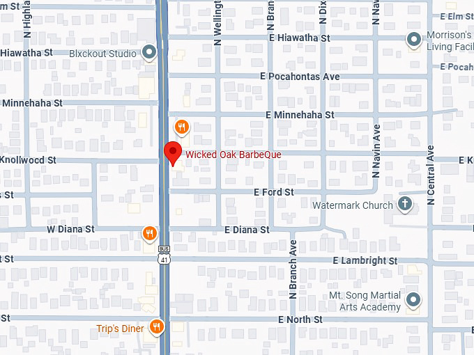 16. wicked oak barbeque map